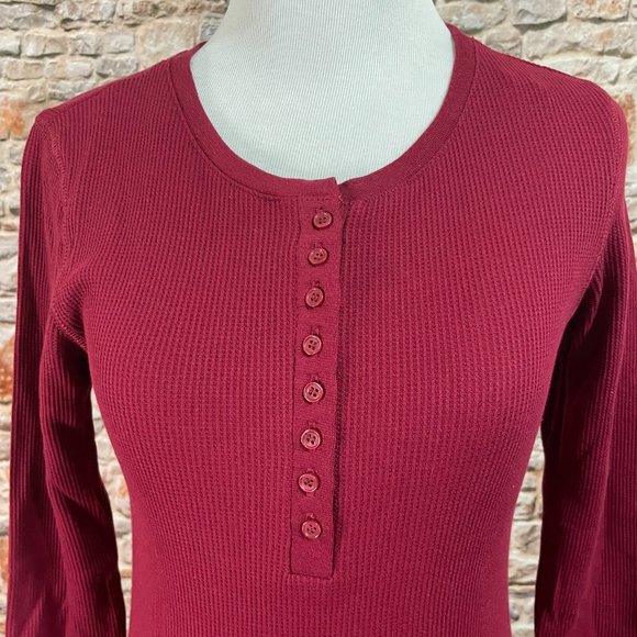 Active Basic | Tops | Nwt Active Basic Red Henley Thermal Long Sleeve Top | Poshmark